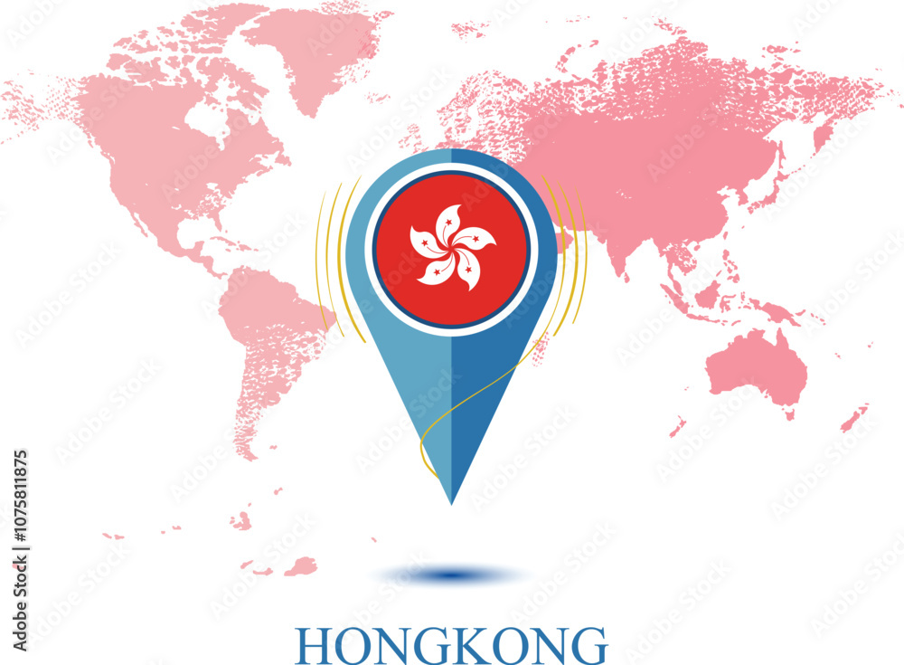 map with magnified HONGKONG, map of my current position, map pointer ...