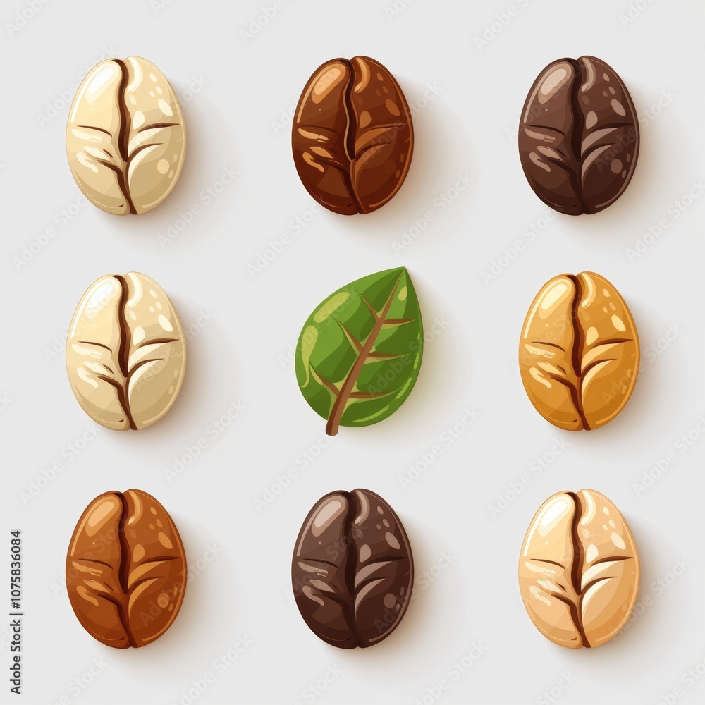 Coffee Beans Icon Set - Modern Symbol for Logo, Web, App, UI - Food, Drink, Barista, Cafes 素材庫插圖 ...