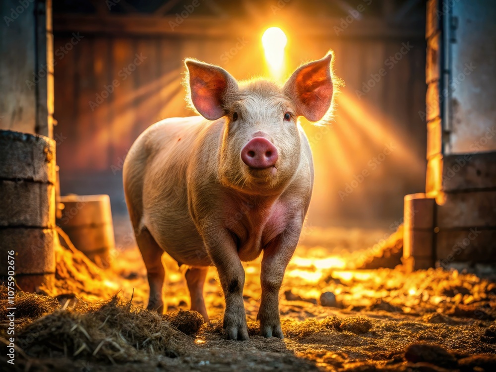 Artful panoramic photography featuring a pig in stunning chiaroscuro ...