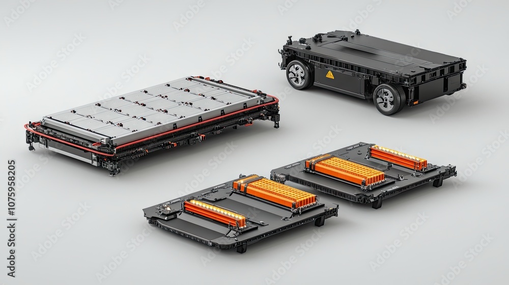 Detailed View of Electric Vehicle Battery Components Including Modular ...