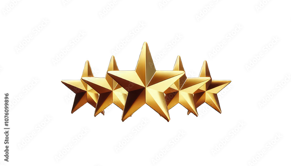 Five star rating review icon, golden 5 stars in a row, isolated on ...