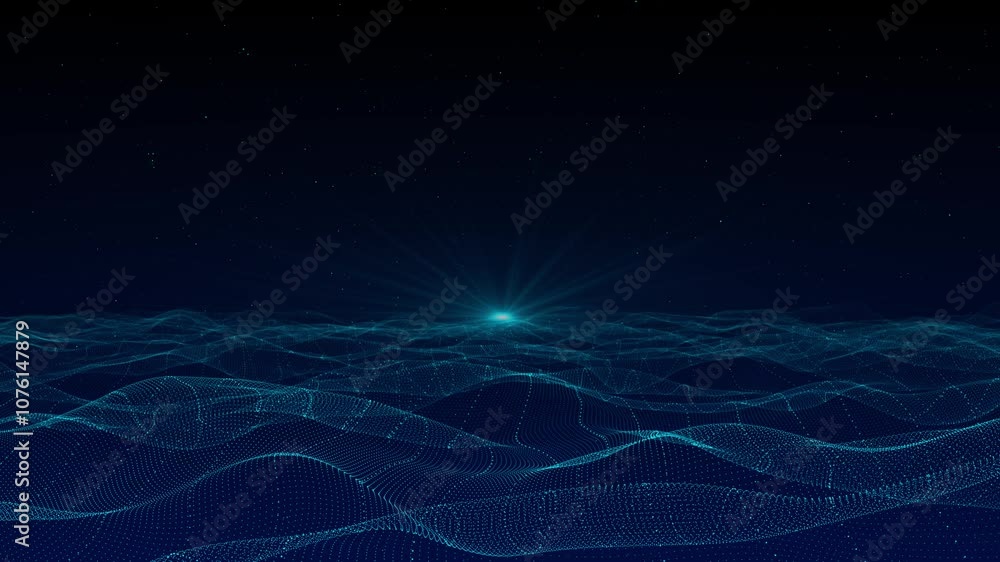 Digital cyber wave particles Flowing digital lines cyberspace ...