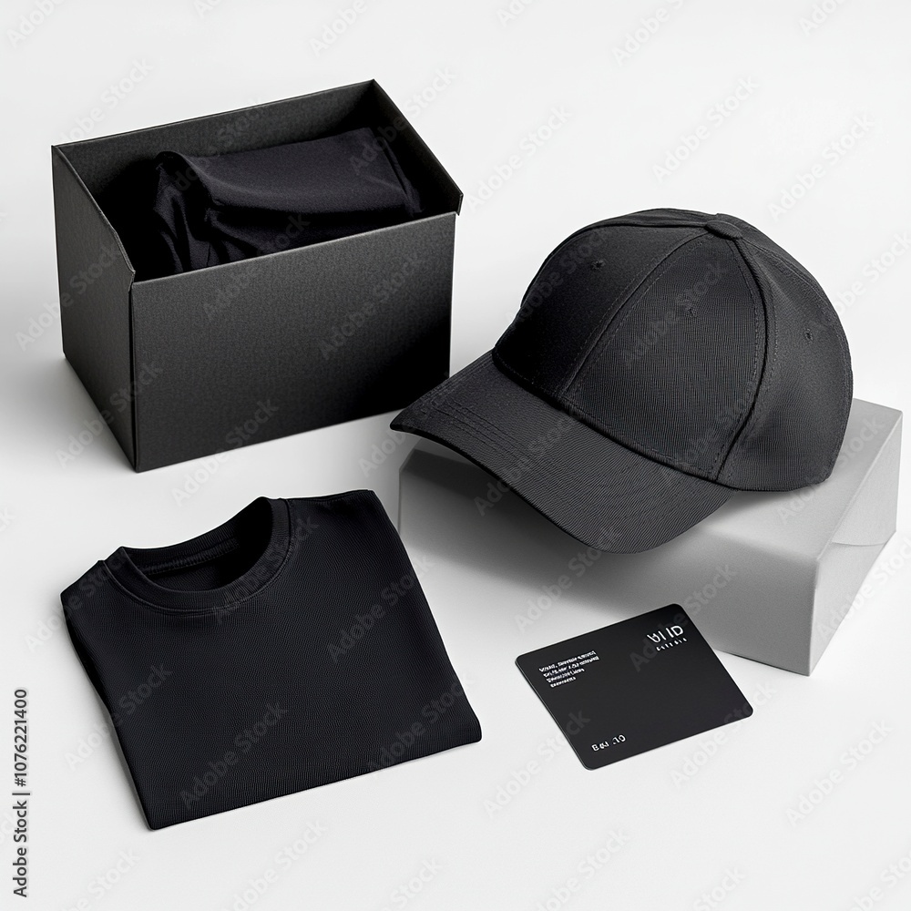 Ultra-realistic product photoshoot of a package containing a black ...