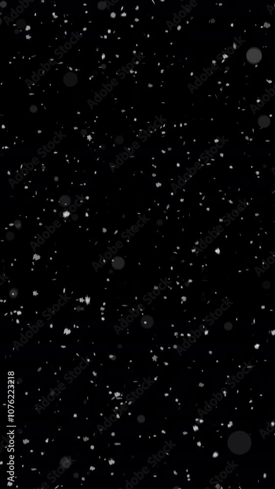 Vertical falling snow animation, winter snow seamless loop. ProRes4444 ...