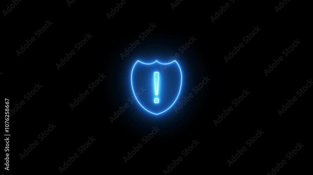 Neon warning sign animation. Attention alert signal, danger, error ...
