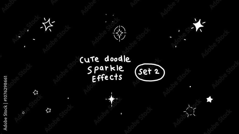 Set of cute doodle sparkle effects set 2, shinning stars, glowing ...