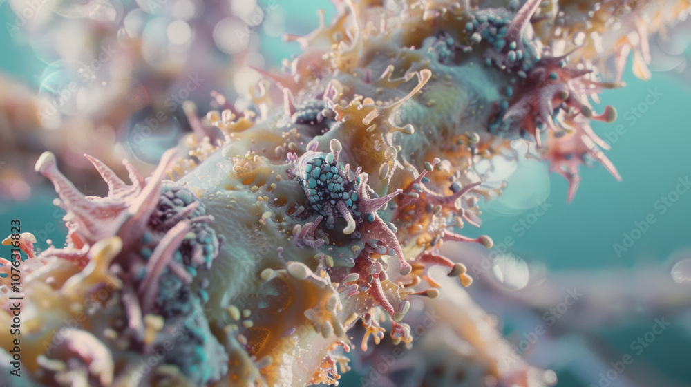 Close-up of magnified fungal infection on human skin showing visible ...