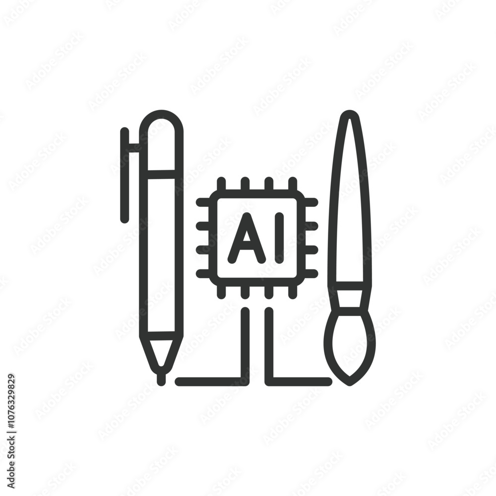 AI artist tool, icon in line design. AI, artist, tool, creative, art ...