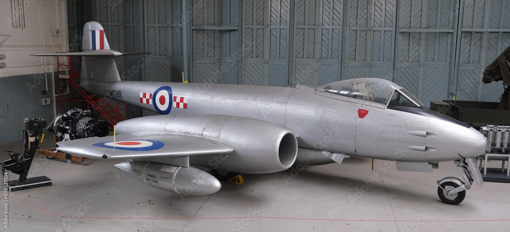 Duxford, Cambridgeshire, Uk. October 2024. The Gloster Meteor was the ...