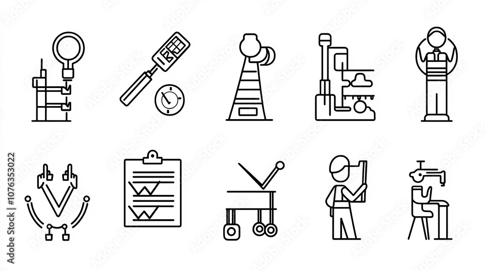 Collection of control icons including checklist review and inspection ...