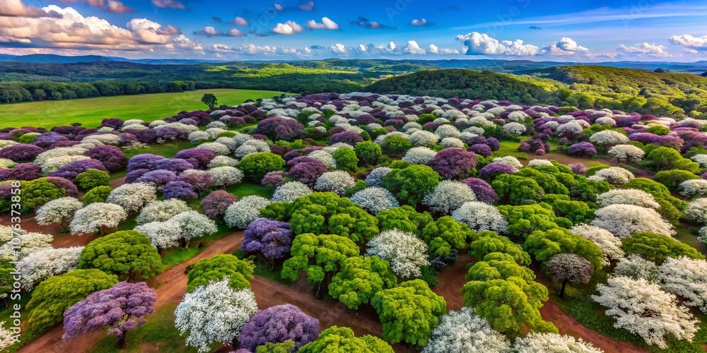 Aerial View of Jabuticaba Trees in Bloom with Exotic Flowers and Fruits ...