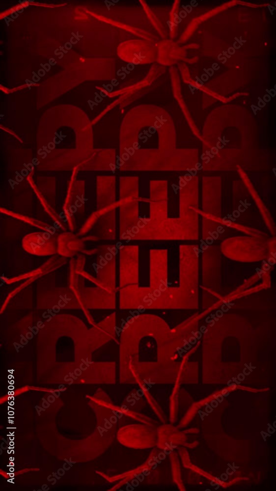 A birds eye view of realistic spiders crawling across screen in a ...