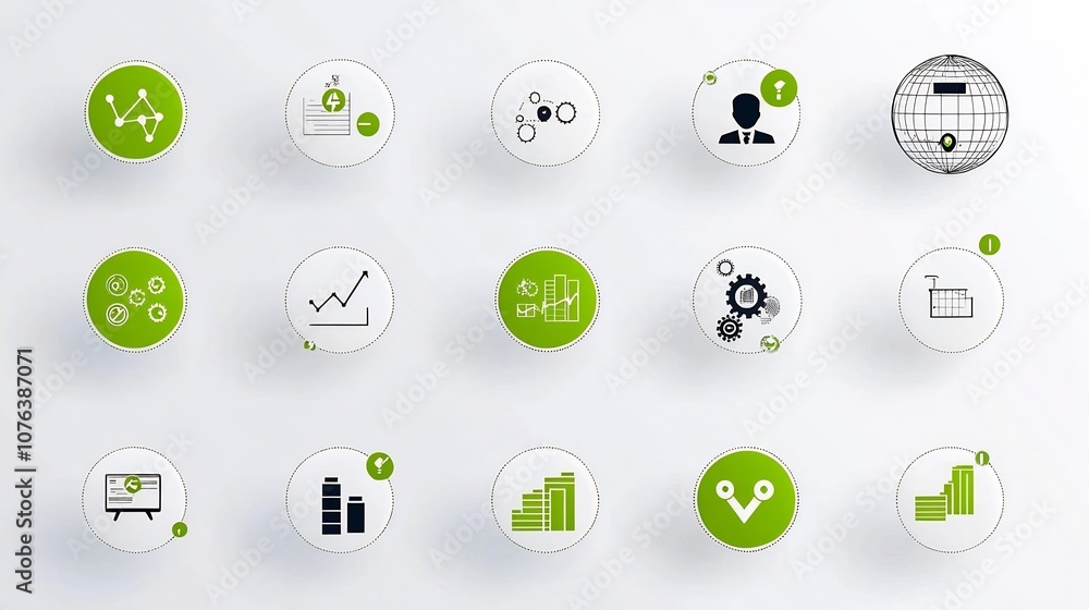 Editable of a set of 15 action oriented outline style icons featuring ...