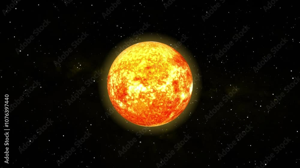 Animation of spinning Sun from space on galaxy backgrounds. View from ...