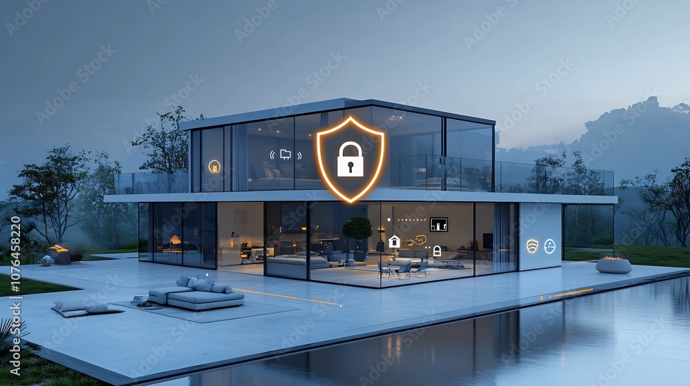 Secure and Technologically Advanced Smart Home Residence Featuring a ...