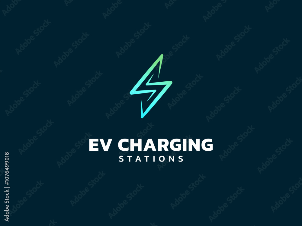 Electric vehicle charging with lightning bolt Fast speed lines symbol ...