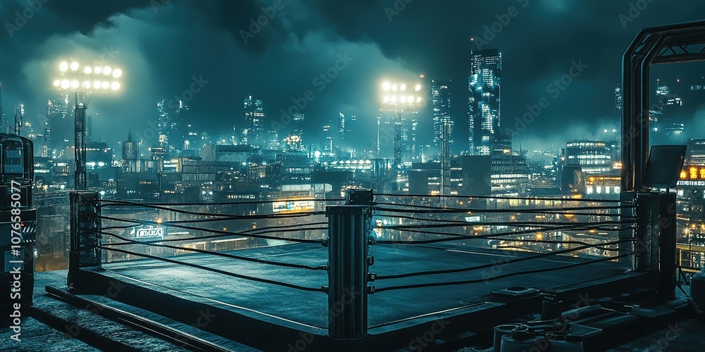 Abstract Marketing Background Featuring an Empty Boxing Ring in a ...