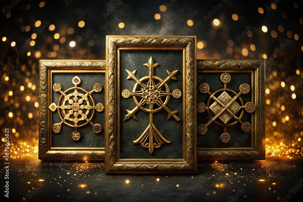 Vintage Style Photography of Golden Rectangular Frames Featuring Pagan ...