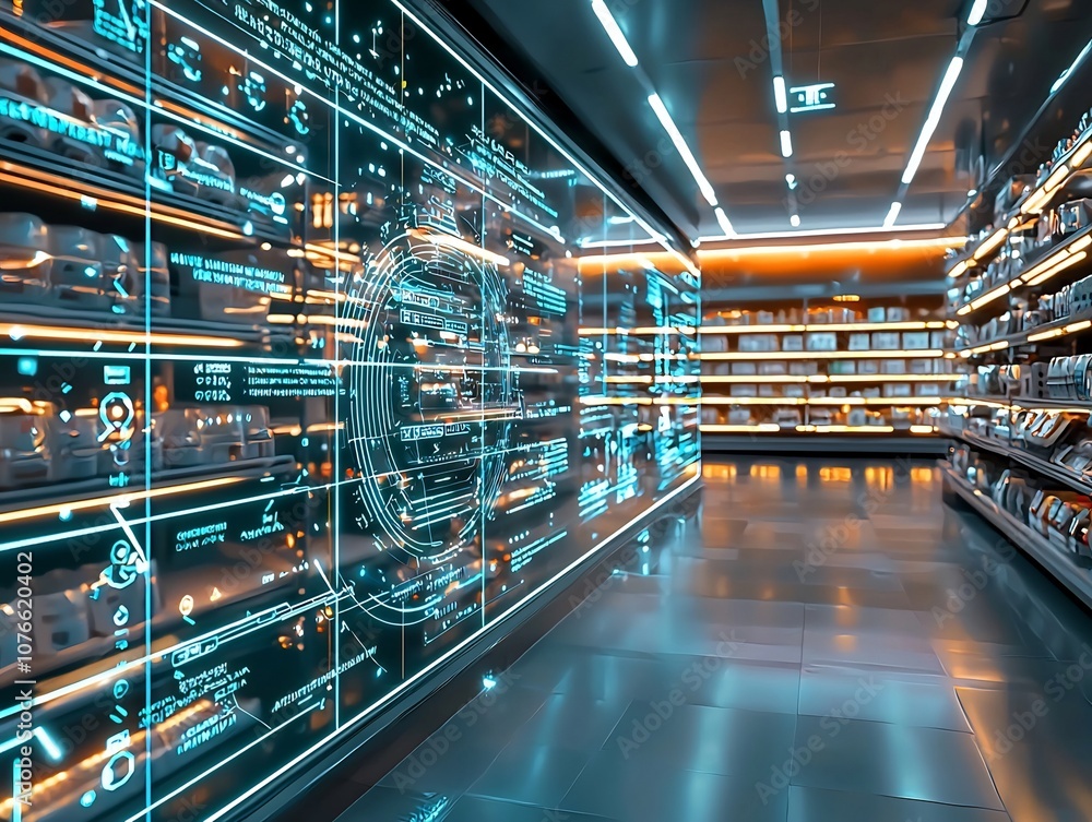 Futuristic Retail Store with AI Powered Dynamic Digital Shelves and ...