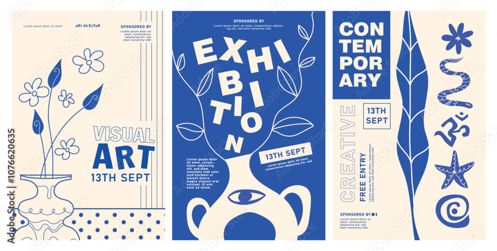 Modern contemporary typography poster with abstract, retro vector ...