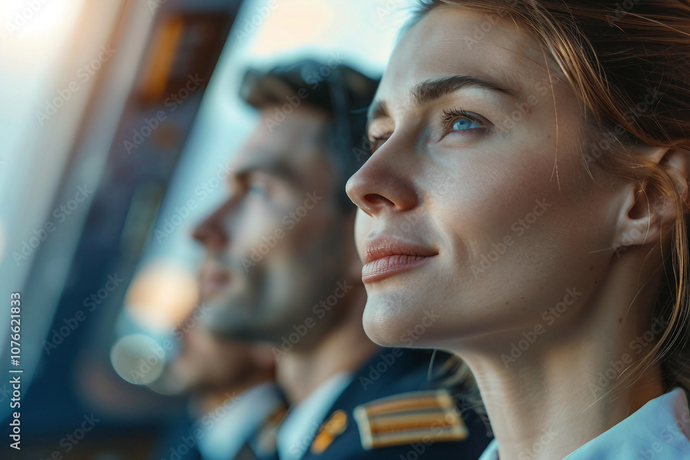 Generative AI portrait of professional airline crew worker steward ...