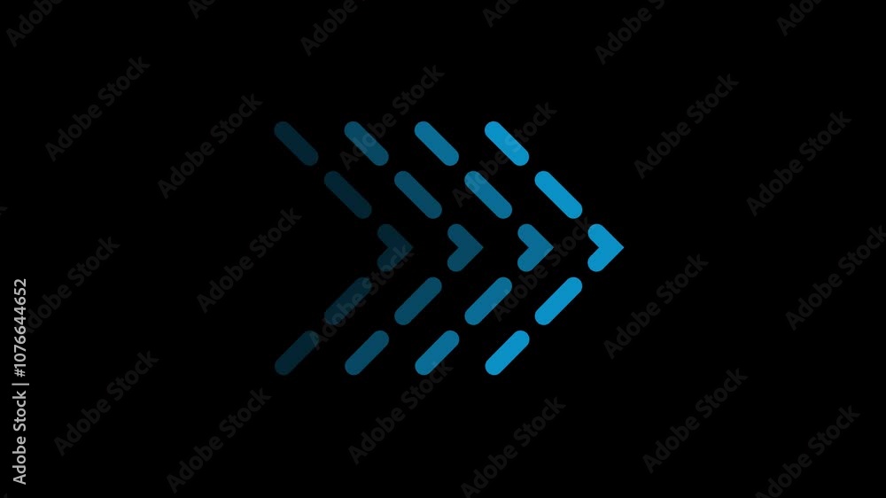 Arrow direction sign animation moving on a transparent background. Dash ...