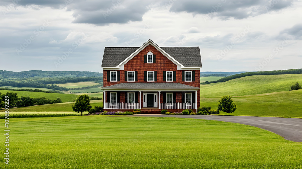 Classic Virginia farmhouse nestled in rolling countryside with historic ...
