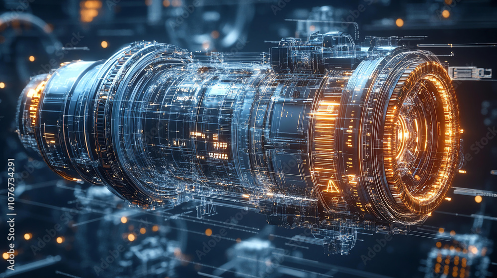 Futuristic mechanical engine core 3D model design with intricate ...