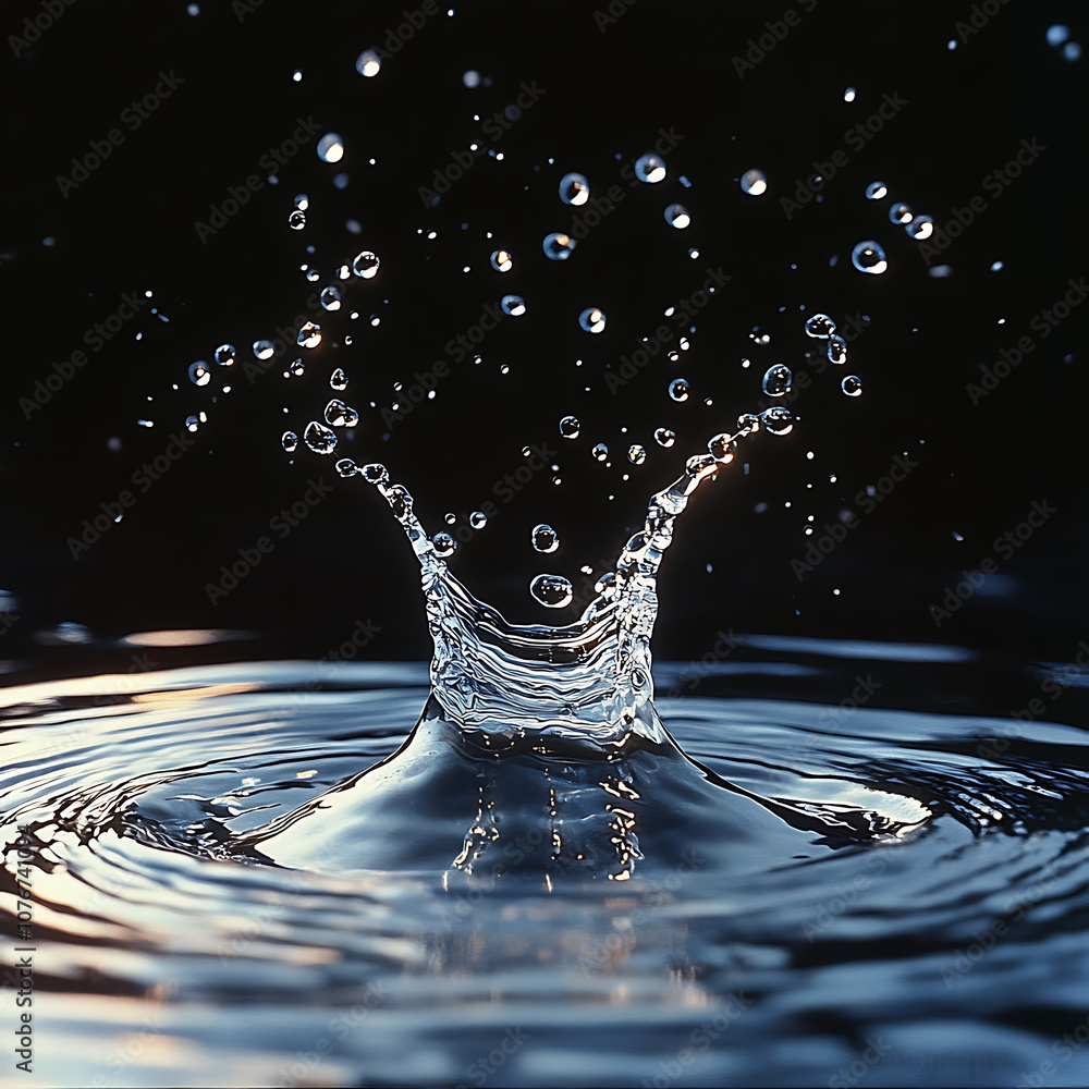 Water droplets splash in slow motion, creating mesmerizing display of ...