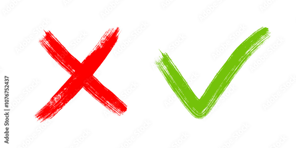 Tick and Cross sign elements. vector buttons for vote, election choice ...
