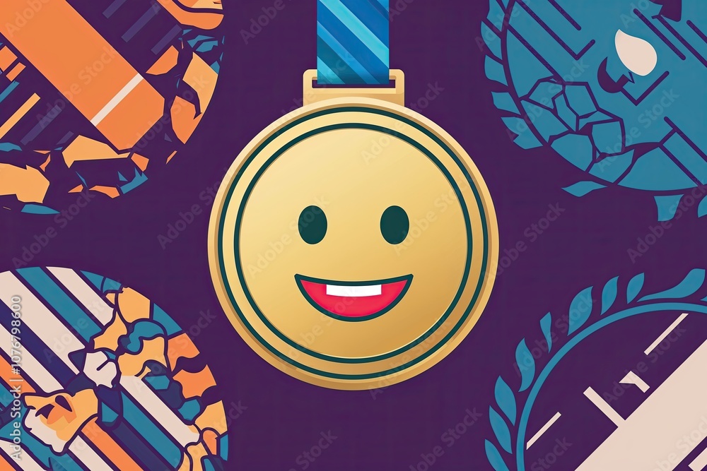 2024 Athletics Recognition Sports Medal Emoticon Badge Design Stock ...