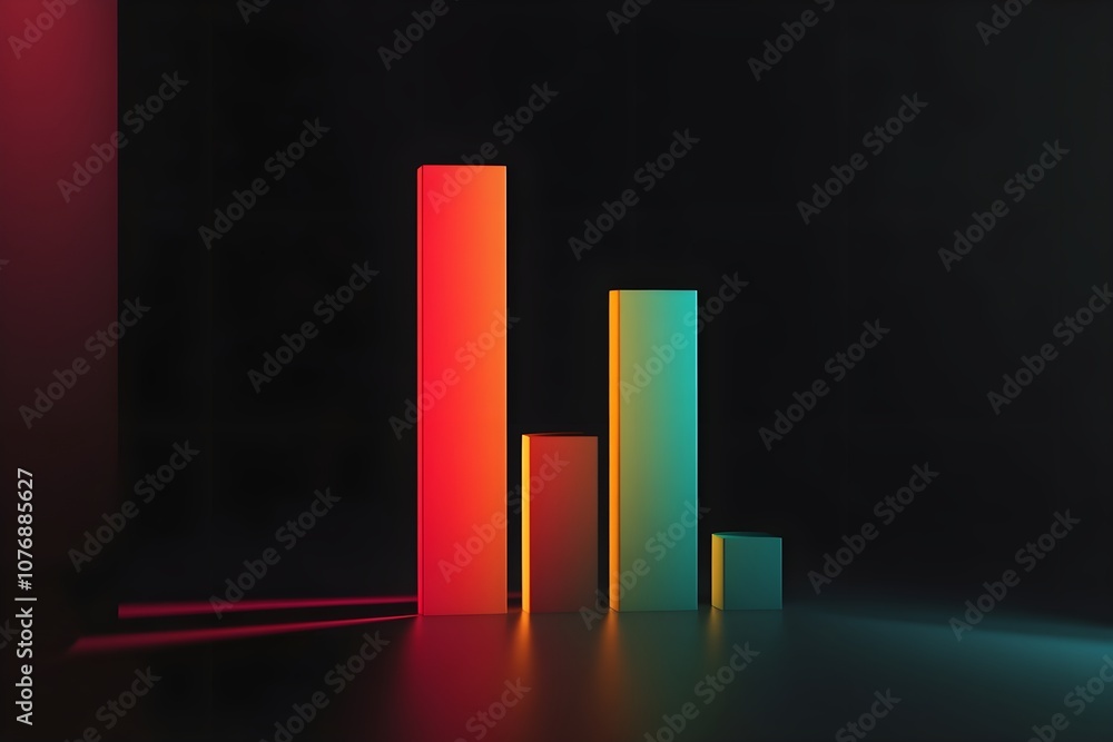Minimalistic bar chart with two or three bars increasing in height from ...