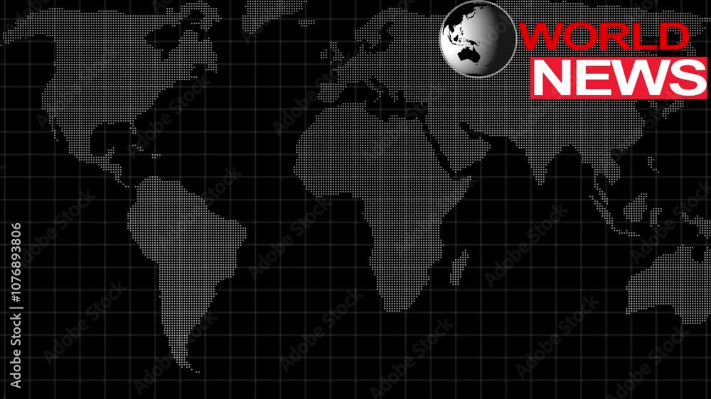 3D World map black background, News Background Loop. World map news ...
