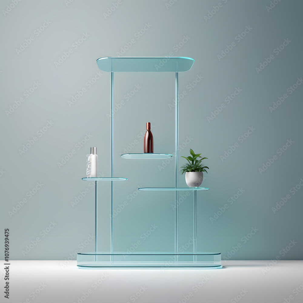 Podium of glass product stand display background 3D transparent stage ...