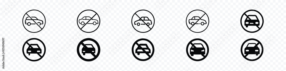 prohibition car sign icon, No car sign. Parking prohibiter symbol. Car ...