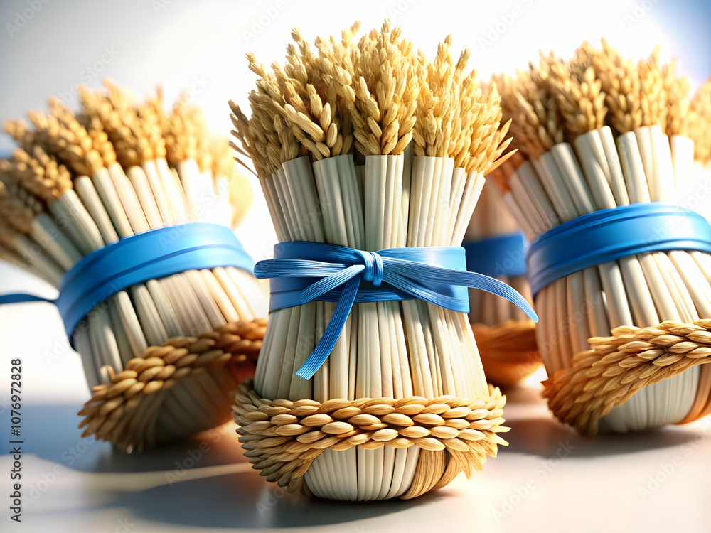 Harvesting Rice Festival Close Up of Rice Bundles Tied with Traditional ...