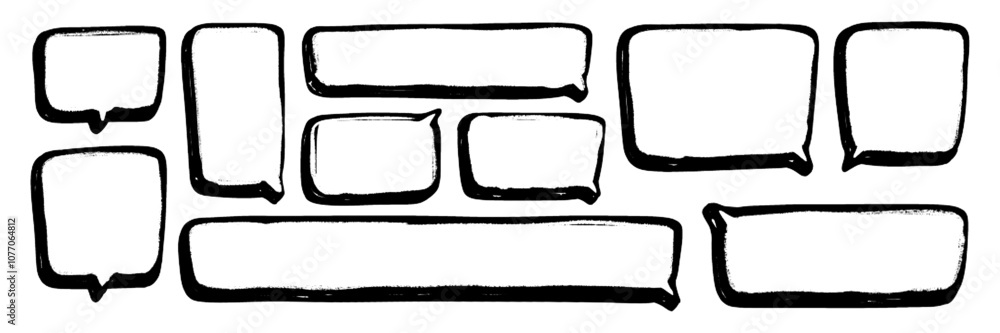 Set of square speech bubbles in comic style. Hand-drawn vertical and ...