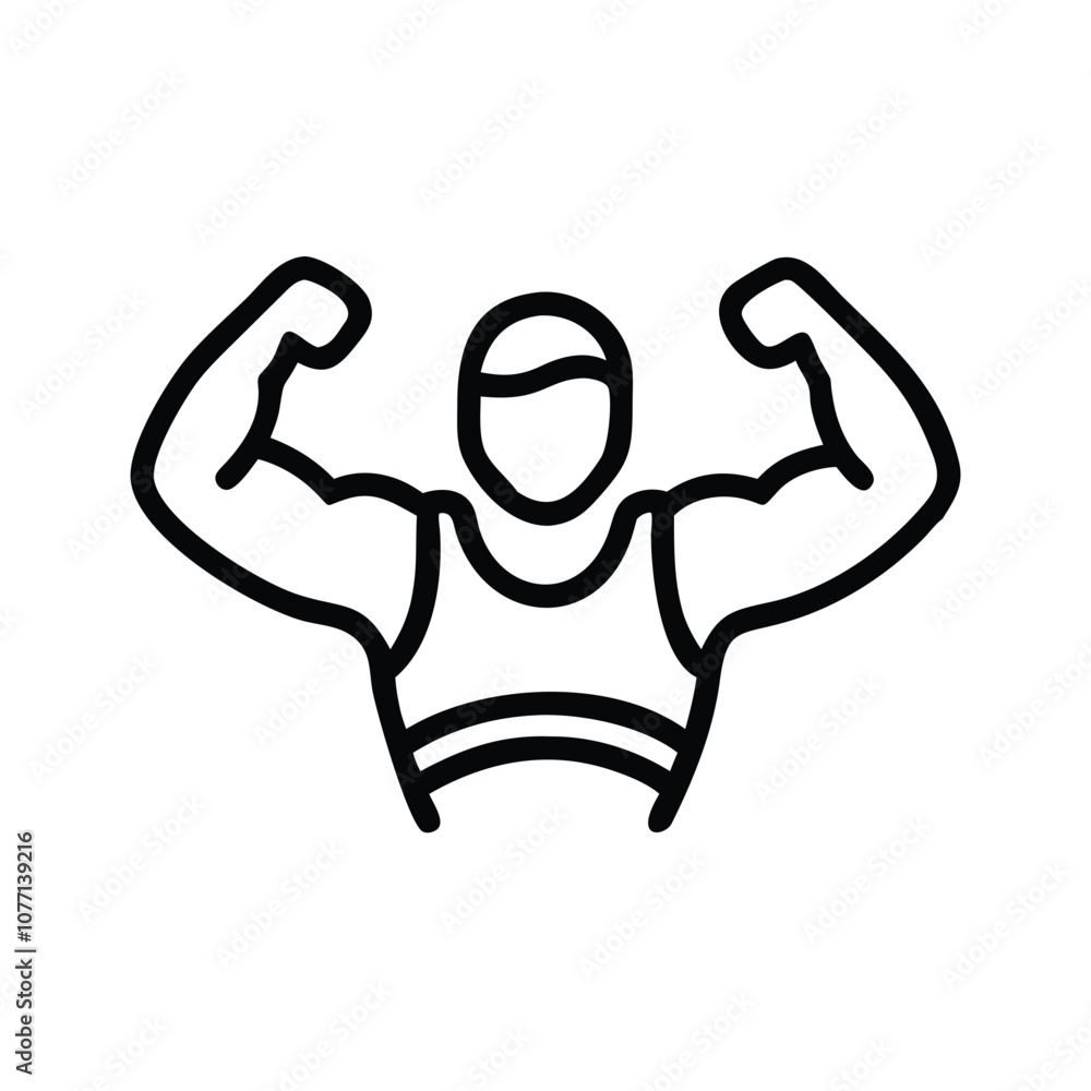 Bodybuilder flexing muscles vector icon, Vector icon of a bodybuilder ...