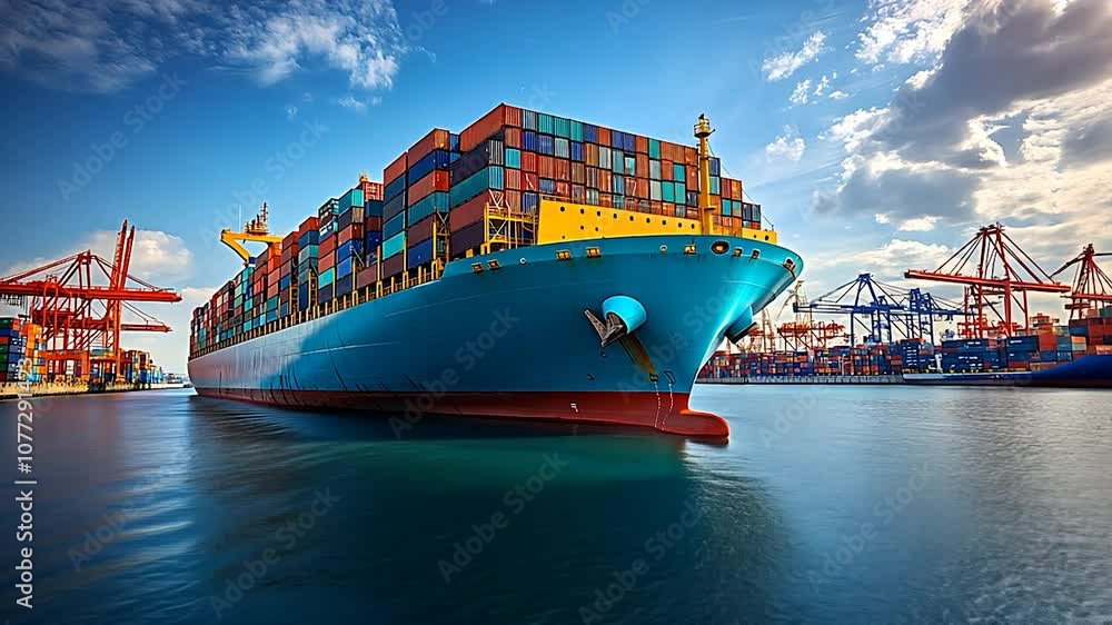 container ship, a cargo ship carrying its entire cargo in truck-sized ...