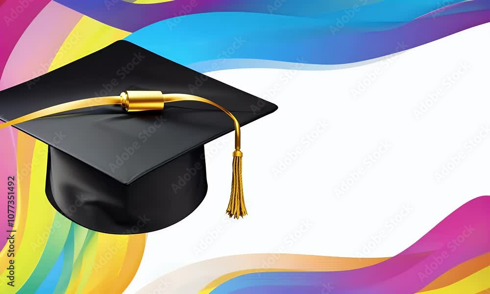 colorful festive graduation banner featuring cap vibrant colors space ...