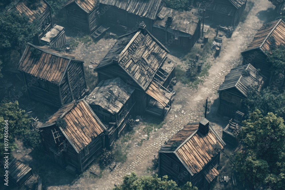 Rural Village Road Rustic Town Street and Houses Tabletop RPG Map ...