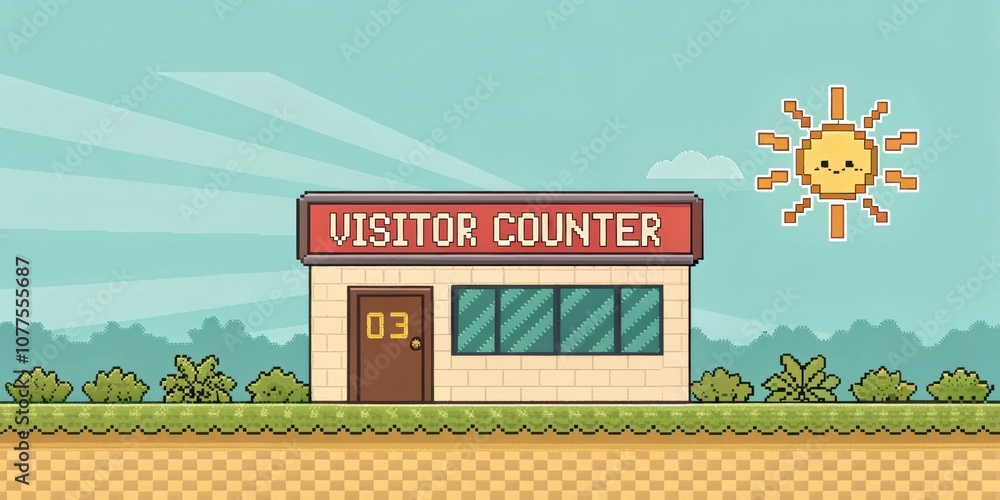 Pixel Art Counter A pixel art representation of a visitor counter in ...