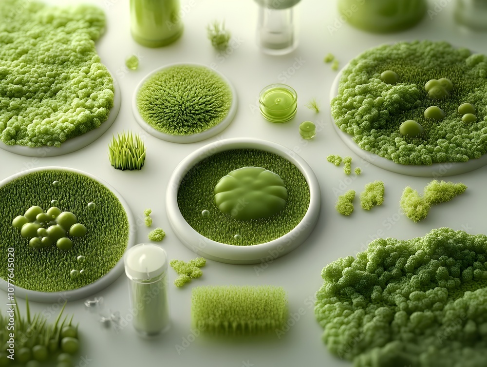 Detailed photomicrograph of eukaryotic microalgae cultivated as biofuel ...