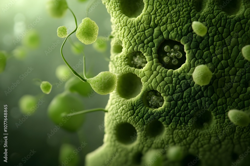 Highly detailed scanning electron micrograph of the microalgae species ...