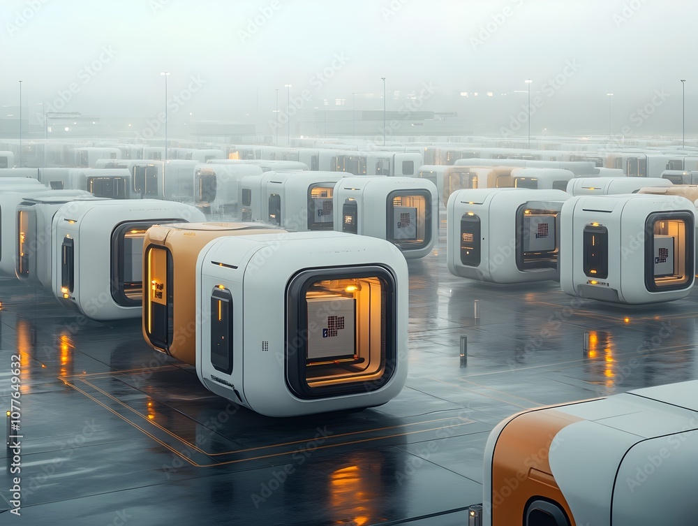 Futuristic magnetic levitation freight pods navigating an AI driven ...