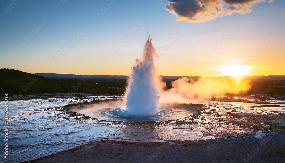 Geyser water pressure eruption, volcanic beautiful natural hot spring ...