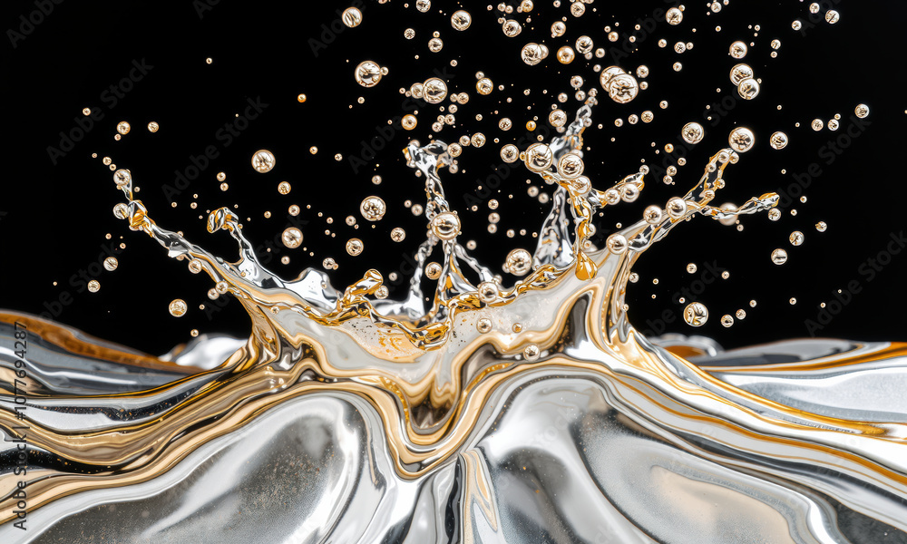stunning splash of liquid gold and silver creates mesmerizing visual ...
