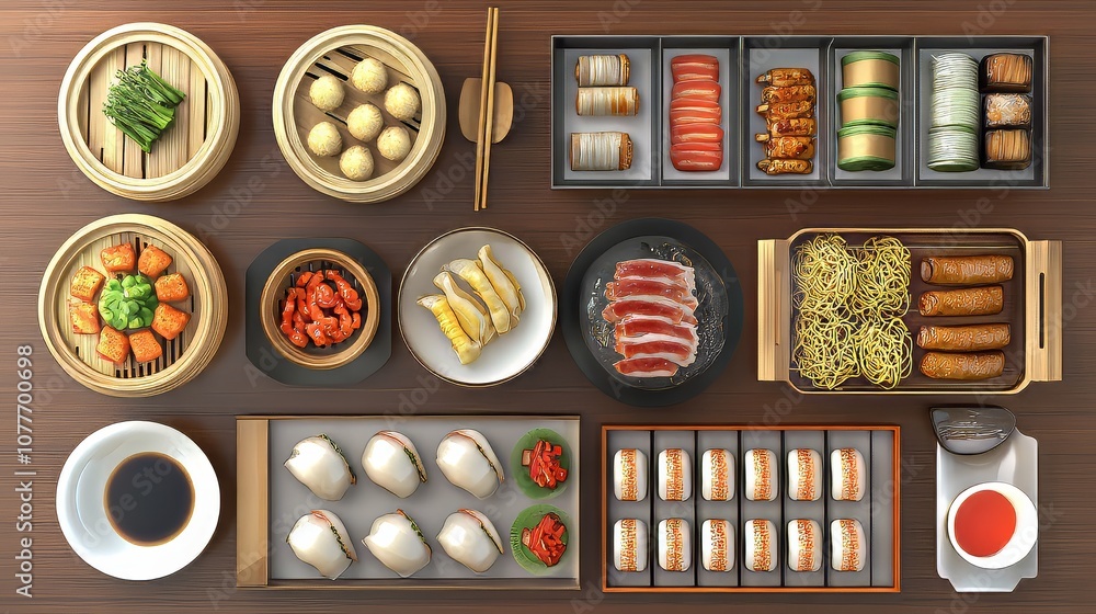 Assorted Chinese Food Set: Noodles, Fried Rice, Dumplings, Peking Duck ...