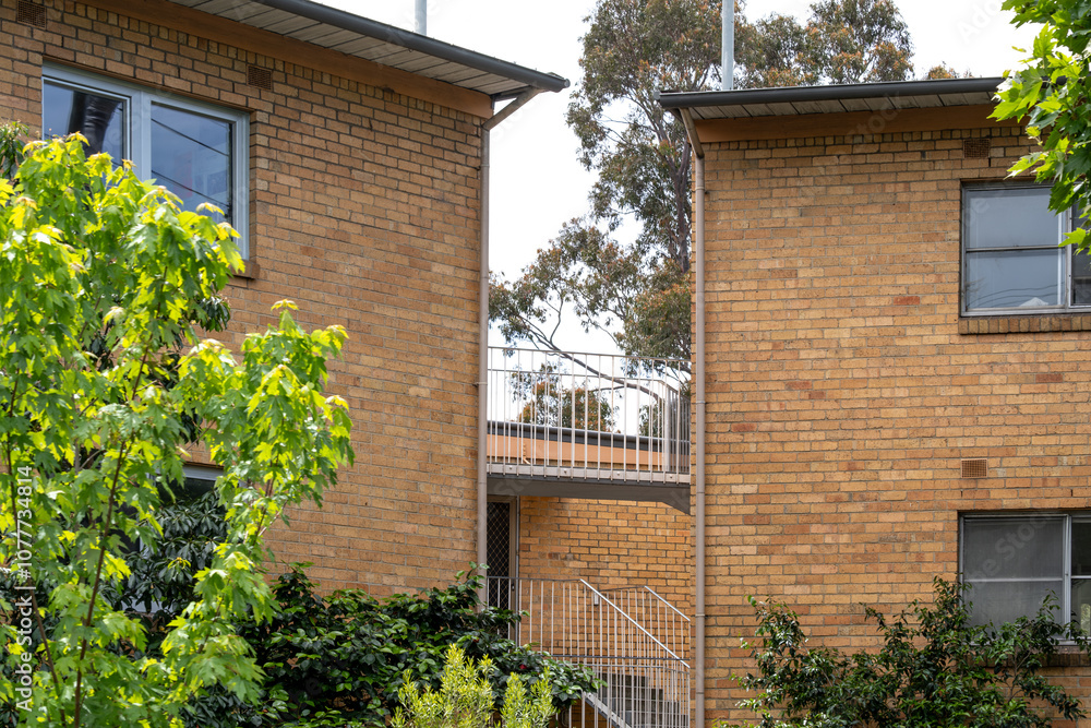 Mid-century post-war style apartment building in North Melbourne ...