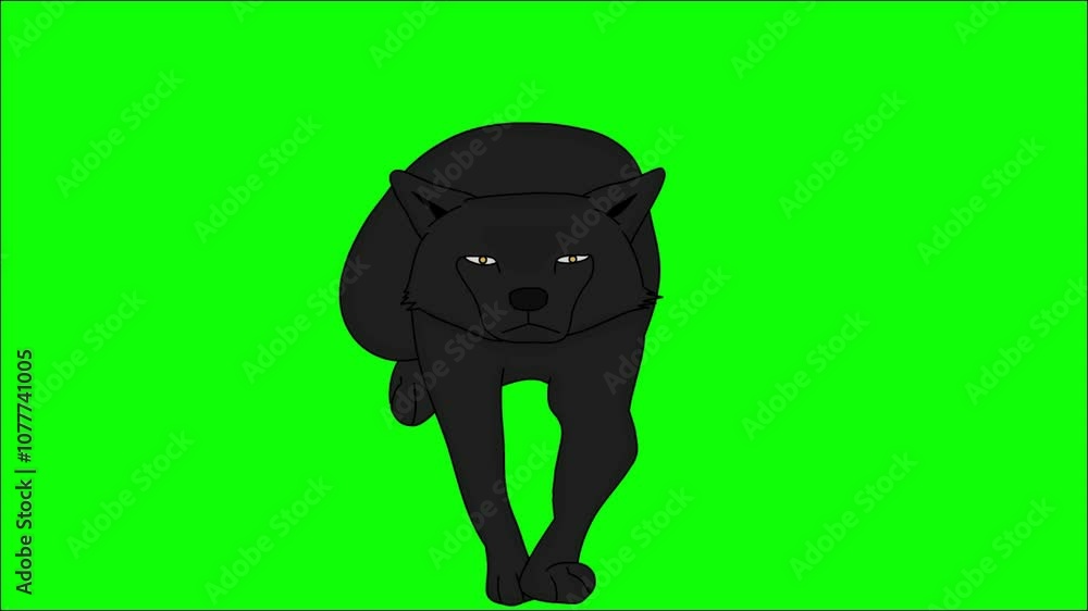 2d Animation Of Strong And Majestic Black Wolf Running Upright With ...